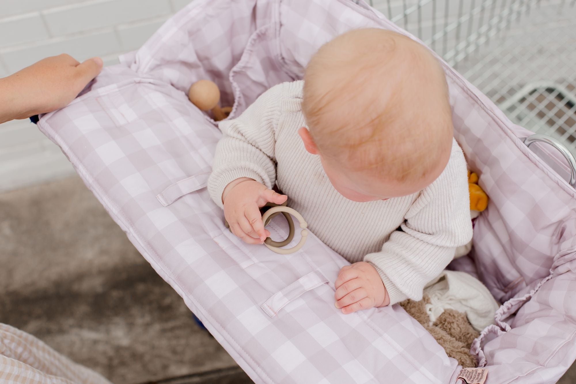 Universal Padded Trolley Liner | Blush Gingham – Bambella Designs