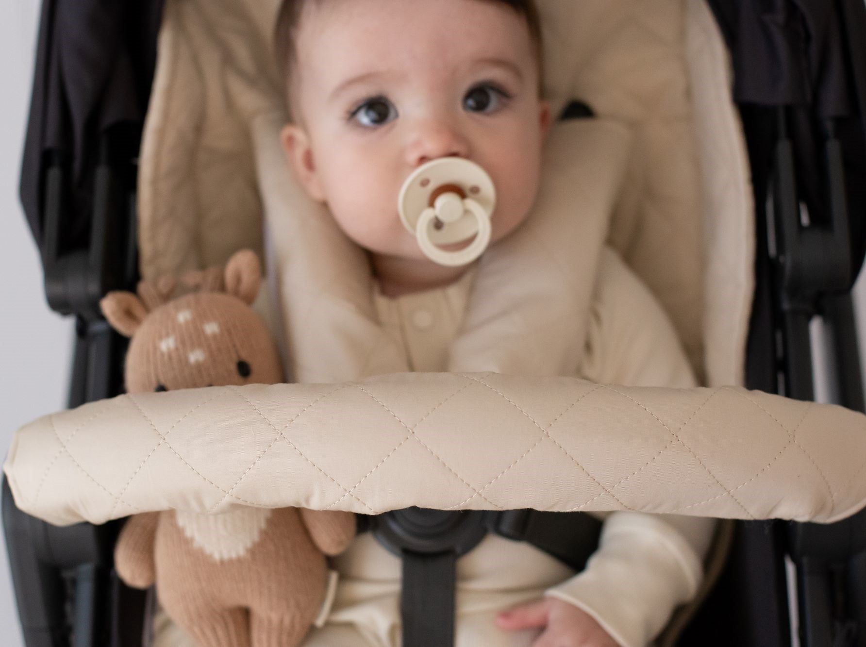 Bambella Designs Quilted Pram Bar Cover | Oat