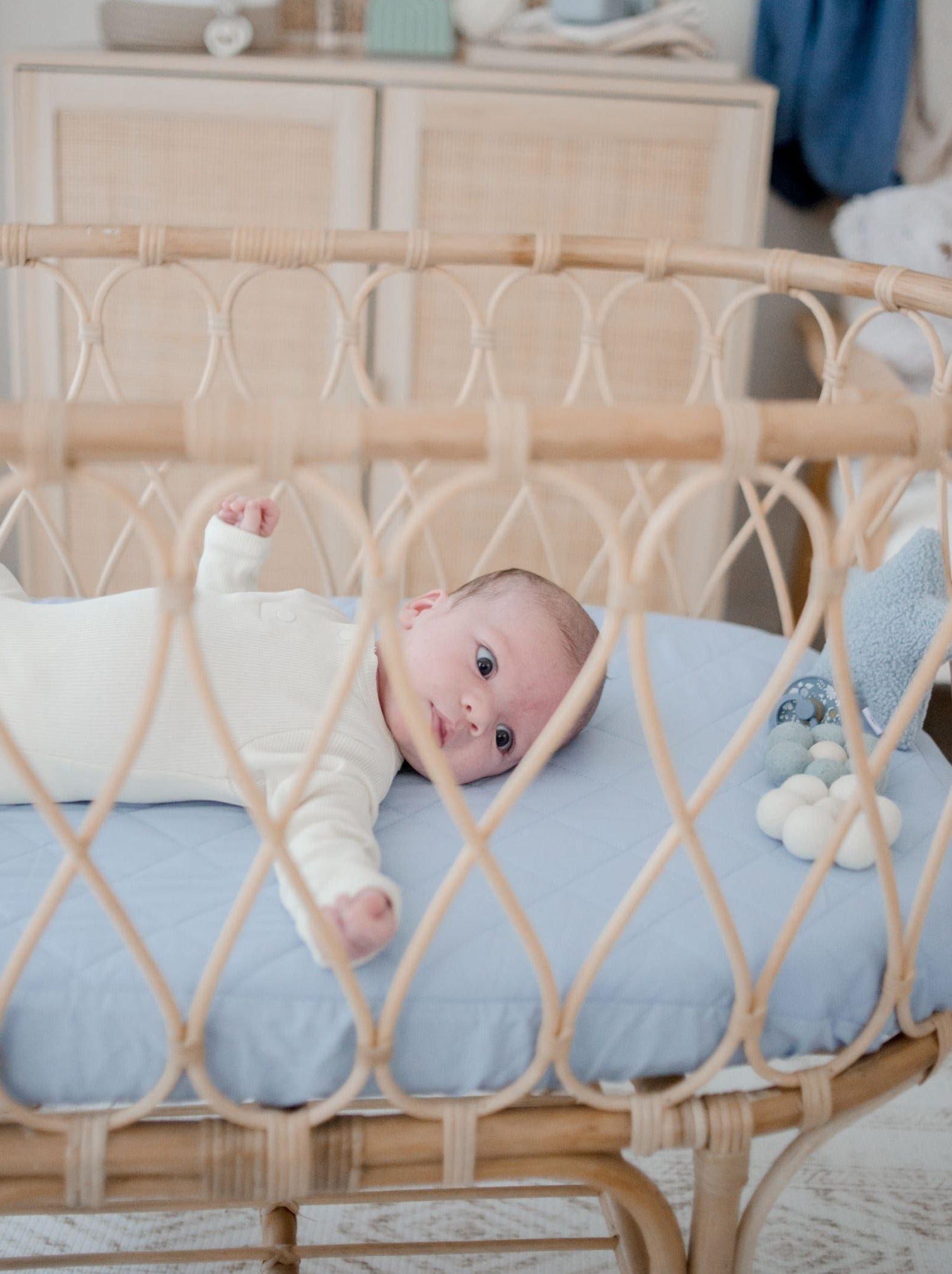 Waterproof Bassinet Sheet/Change Mat Cover | Dusty Sky Blue – Bambella ...