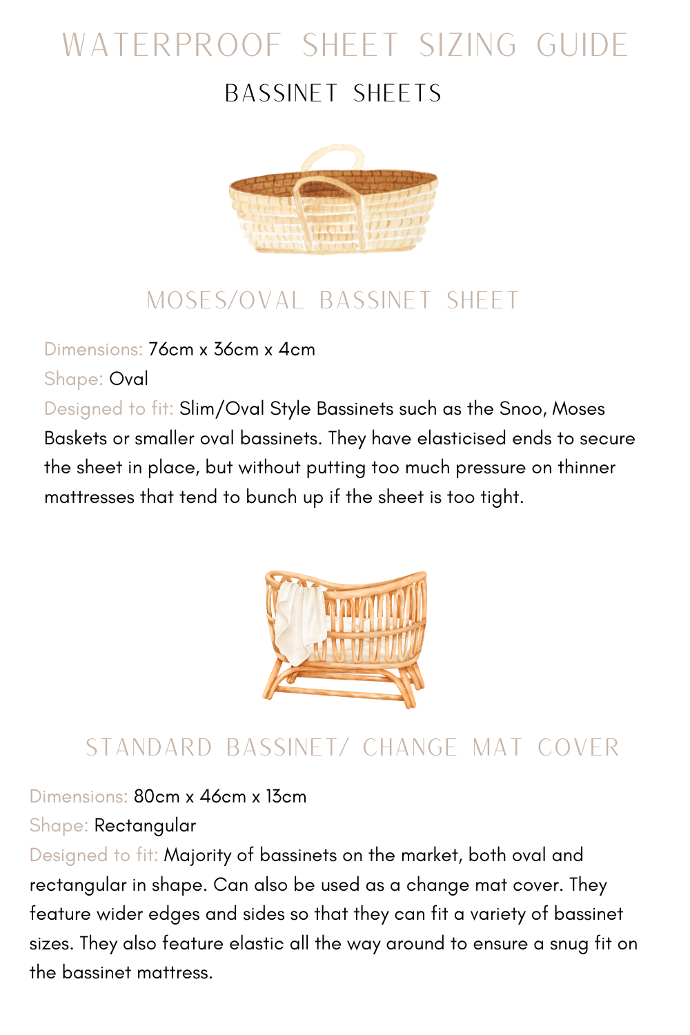 Bambella Waterproof Sheet Oval Moses Basket Bassinet | Sage Sunshine ...