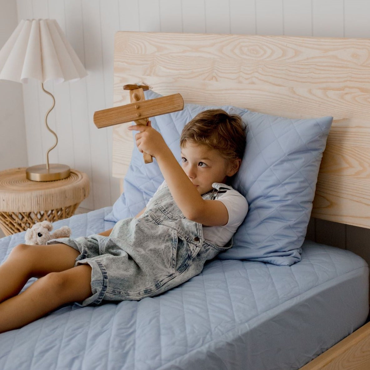 Waterproof Fitted Sheet | Dusty Sky Blue – Bambella Designs