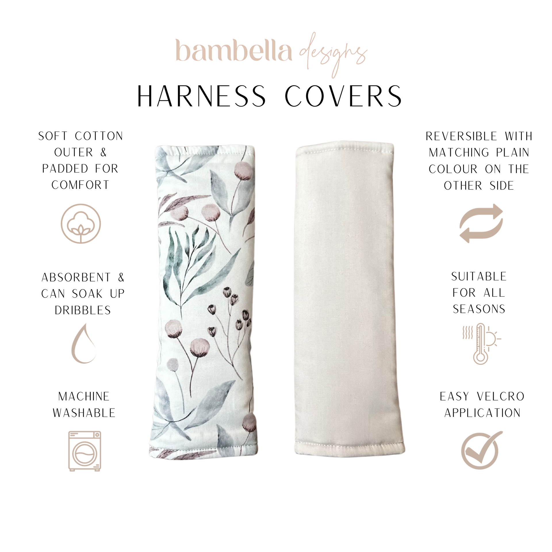 Bambella Pram Harness Covers | Botanical – Bambella Designs