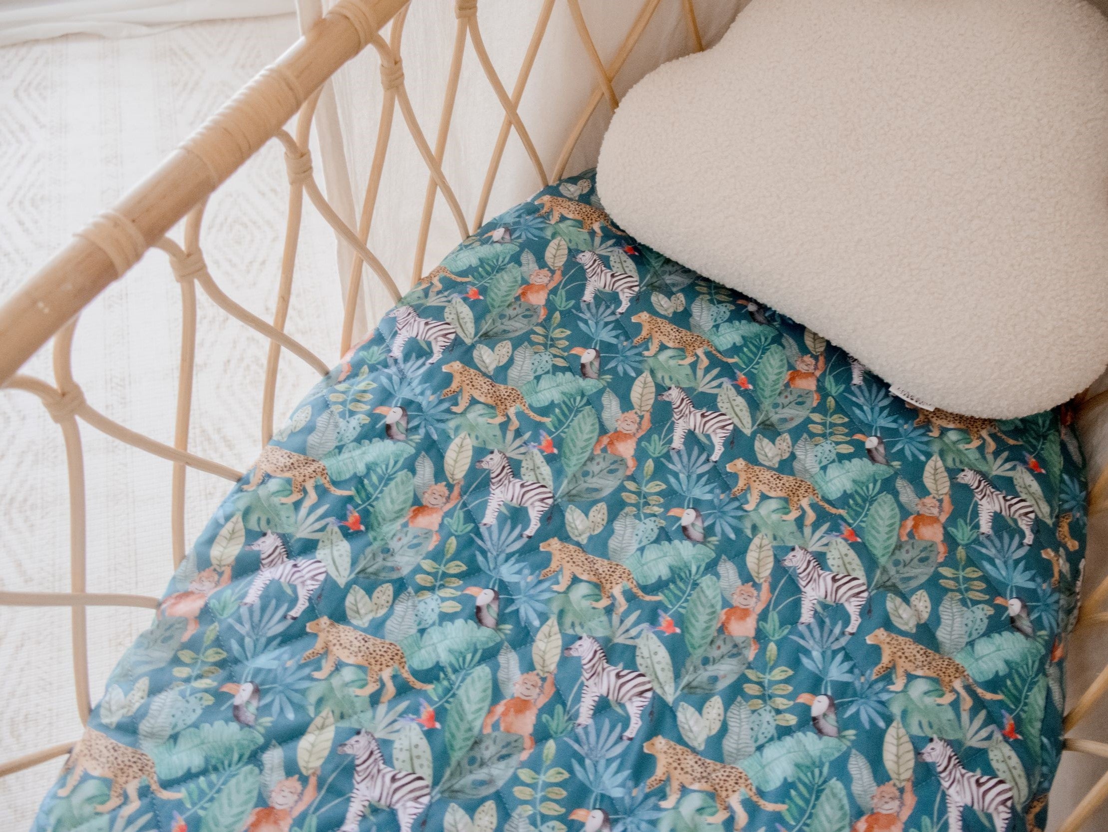 Waterproof Fitted Bassinet Sheet | Jungle Palms – Bambella Designs