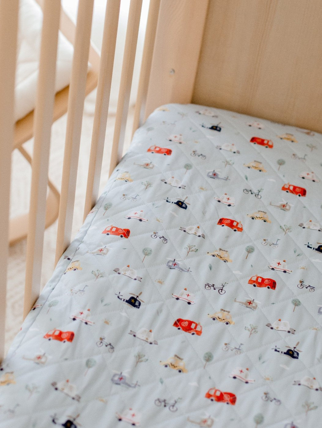 Waterproof Fitted Cot Sheet | Things That Go – Bambella Designs