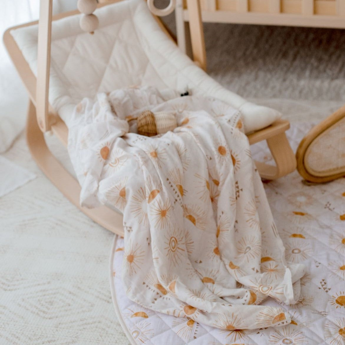 Bambella Designs Bamboo Cotton Muslin Swaddle | Bohemian Sunshine
