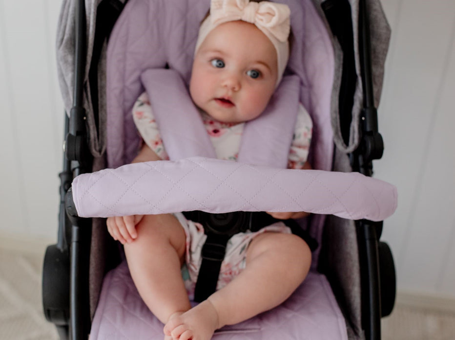 Bambella Designs Quilted Pram Bar Cover | Lavender Haze