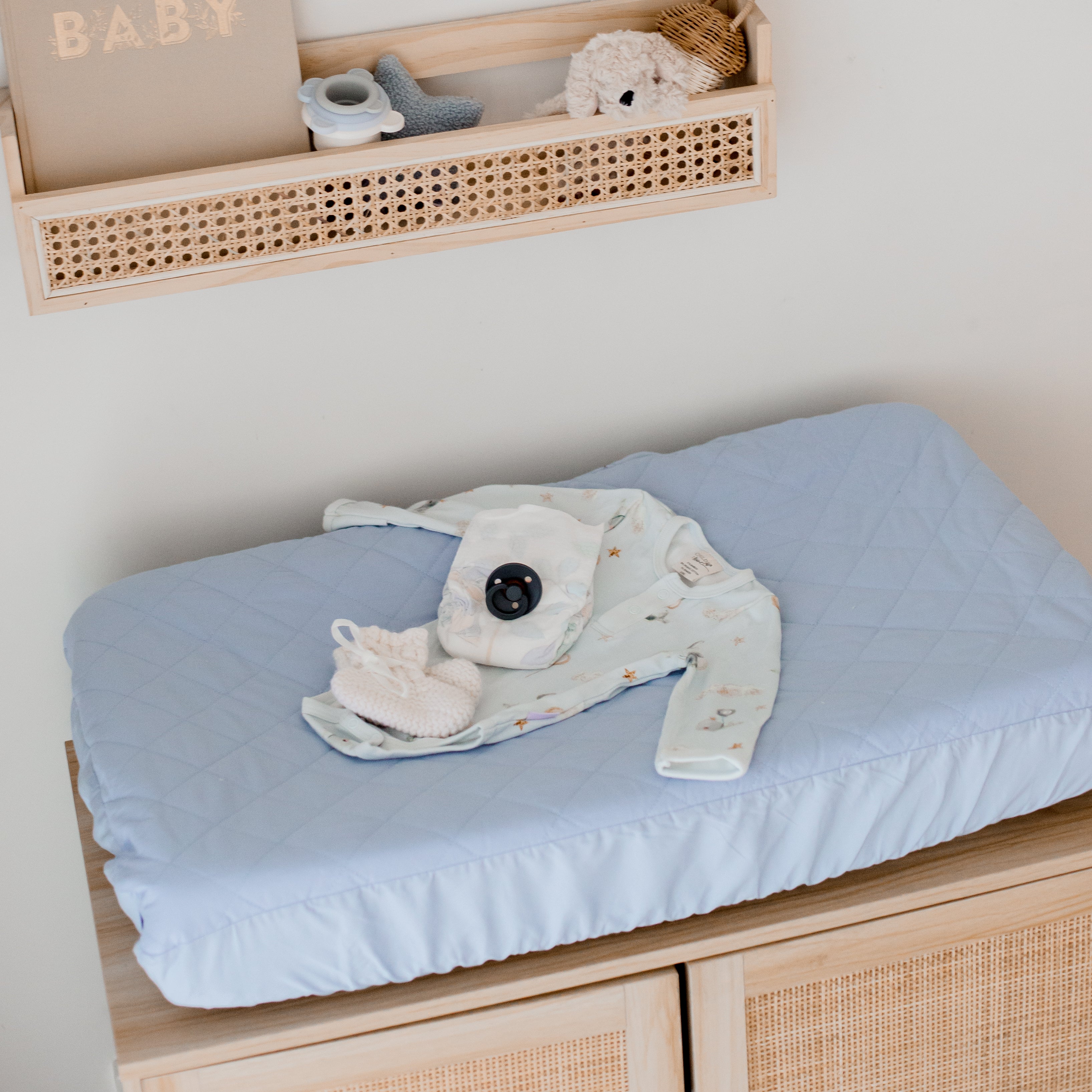 Bambella Waterproof Fitted Bassinet Sheet | Dusty Sky Blue – Bambella ...