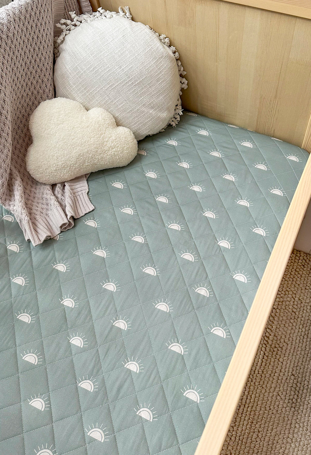 Waterproof Cot Sheet | Sage Sunshine – Bambella Designs
