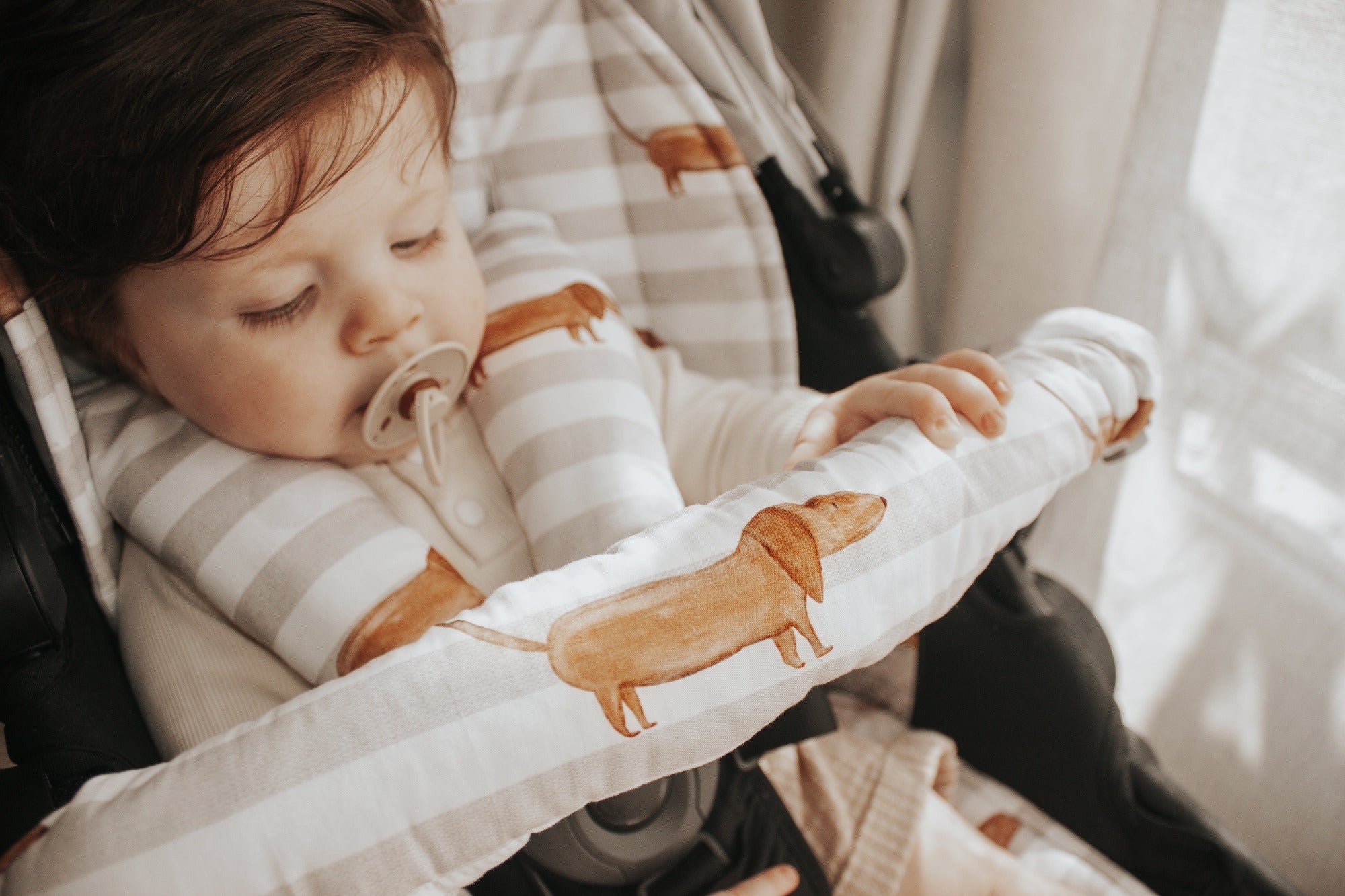 Pram Bar Cover | Grey Sausage Dogs – Bambella Designs